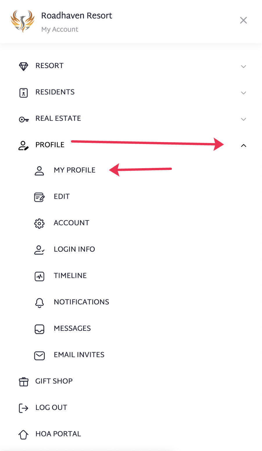 Access Your Profile - Mobile | Roadhaven Resort