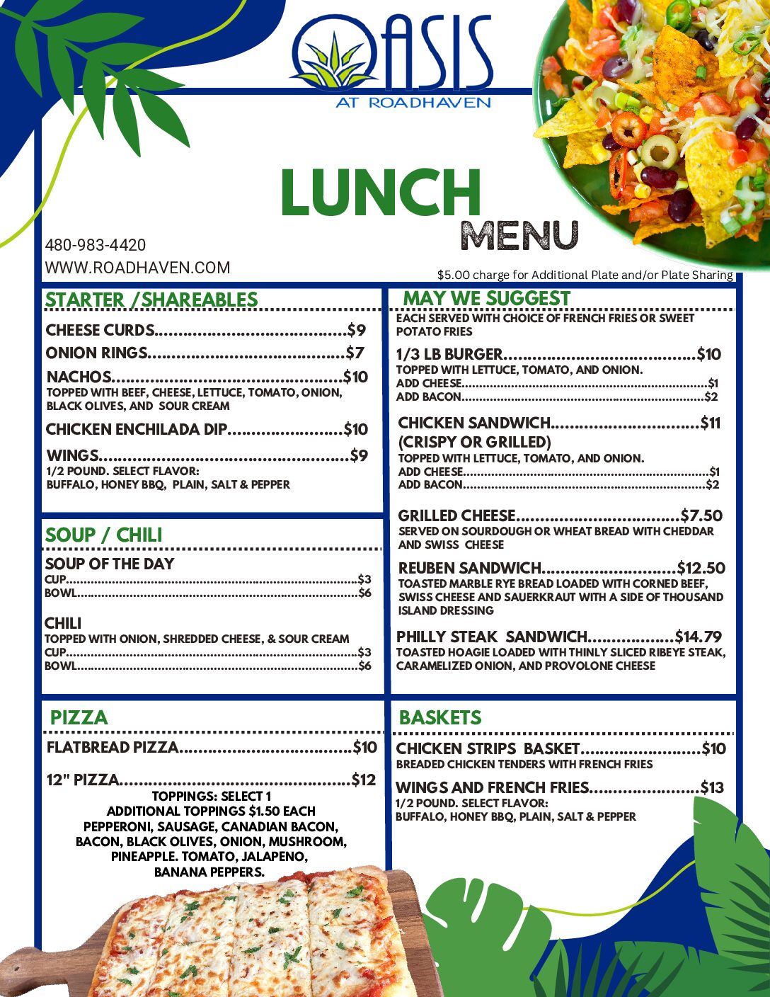 2023-2024 Oasis Lunch Menu | Roadhaven Resort